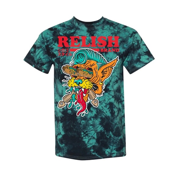 relish | Shirts | Mens Hotdog Cat Chicago Style Teal Tie Dye Size L ...